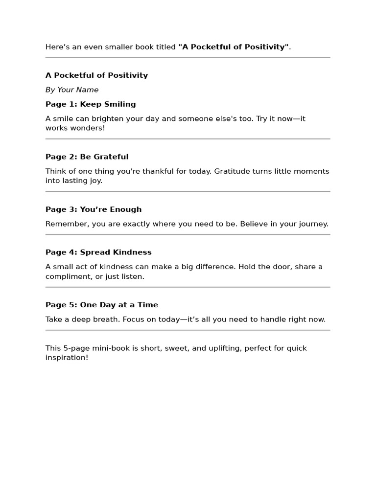 A Pocketful of Positivity | PDF