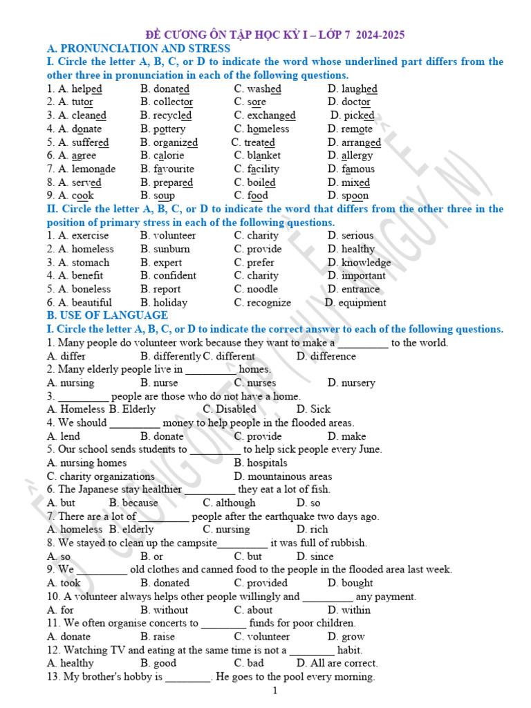 DE CUONG OT HKI ANH 7 | PDF | Cuisine | Foods