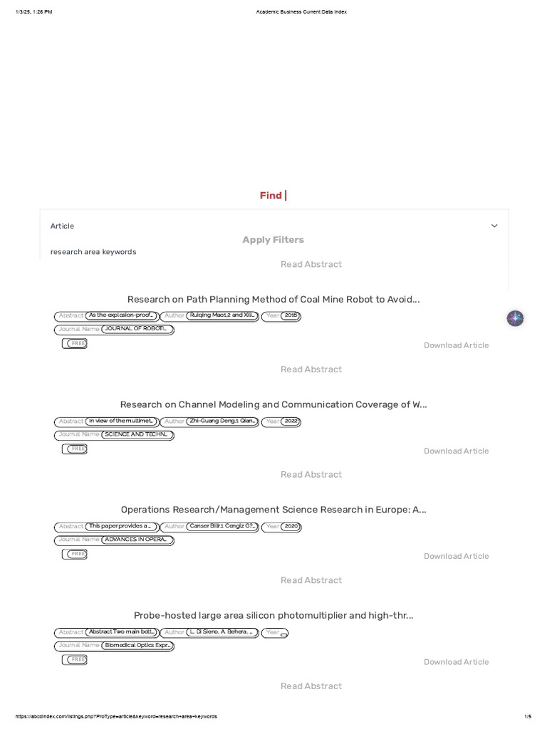 Academic Business Current Data Index | PDF