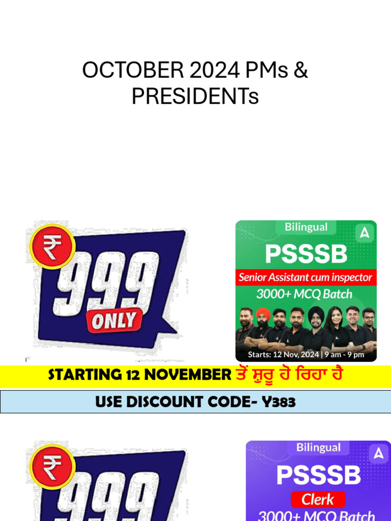 October 2024 - Pms & Presidents | PDF