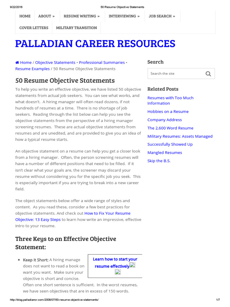 50 Resume Objective Statements | PDF | Résumé | Marketing