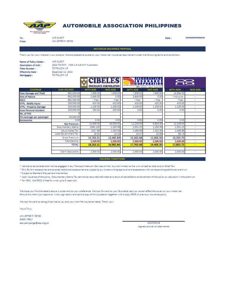 TOYOTA-VIOS-2024 (2) | PDF | Insurance | Business Law