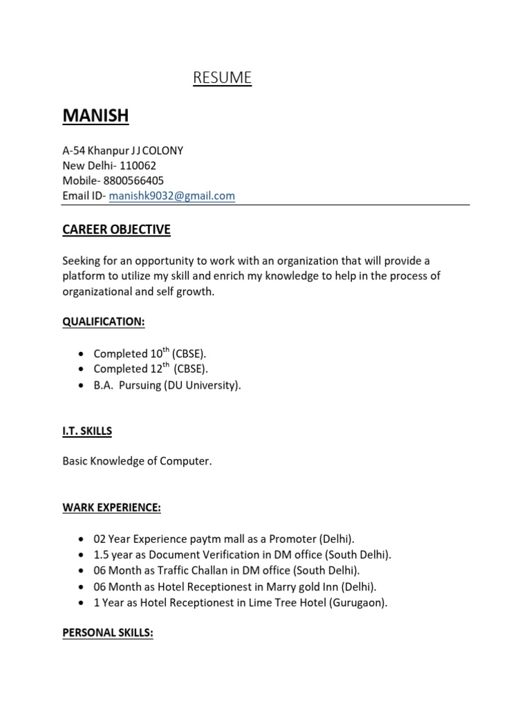 Manish's Professional Resume Summary | PDF