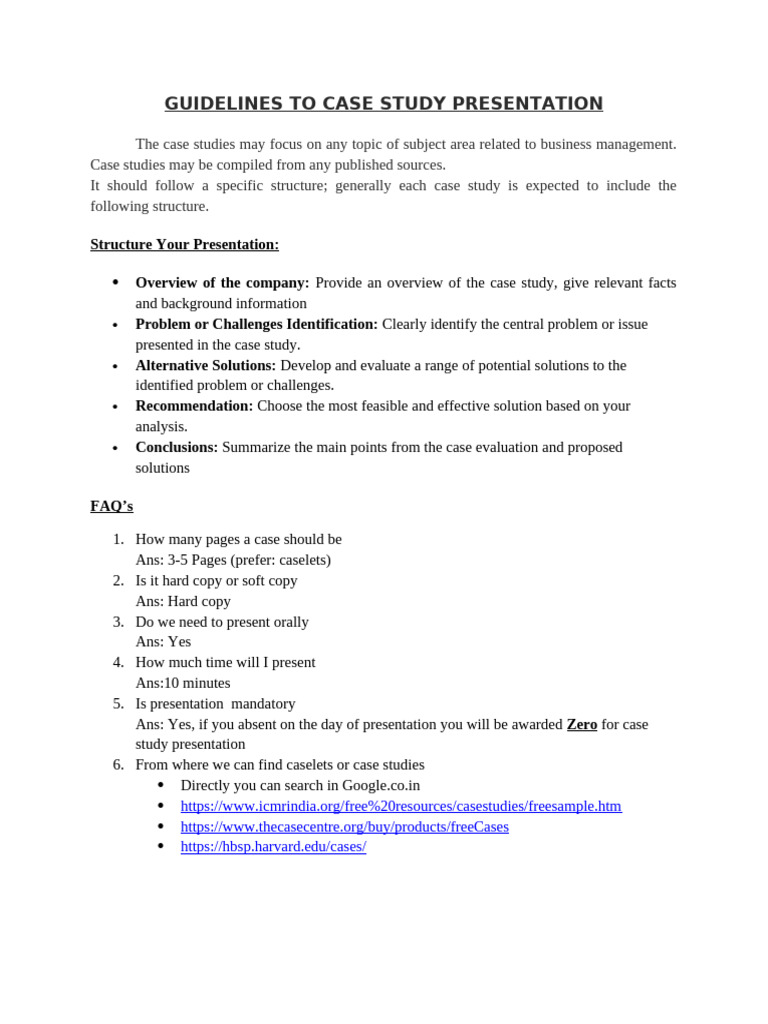 CASE STUDY Guidelines | PDF