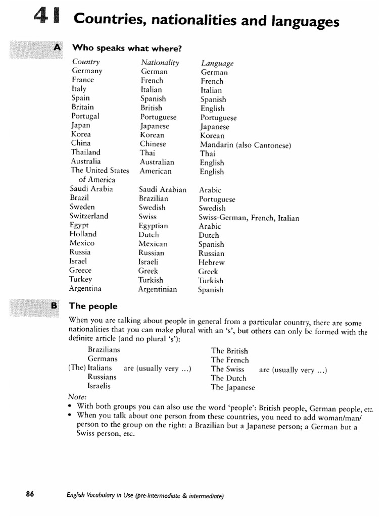 Countries and Nationalities | PDF