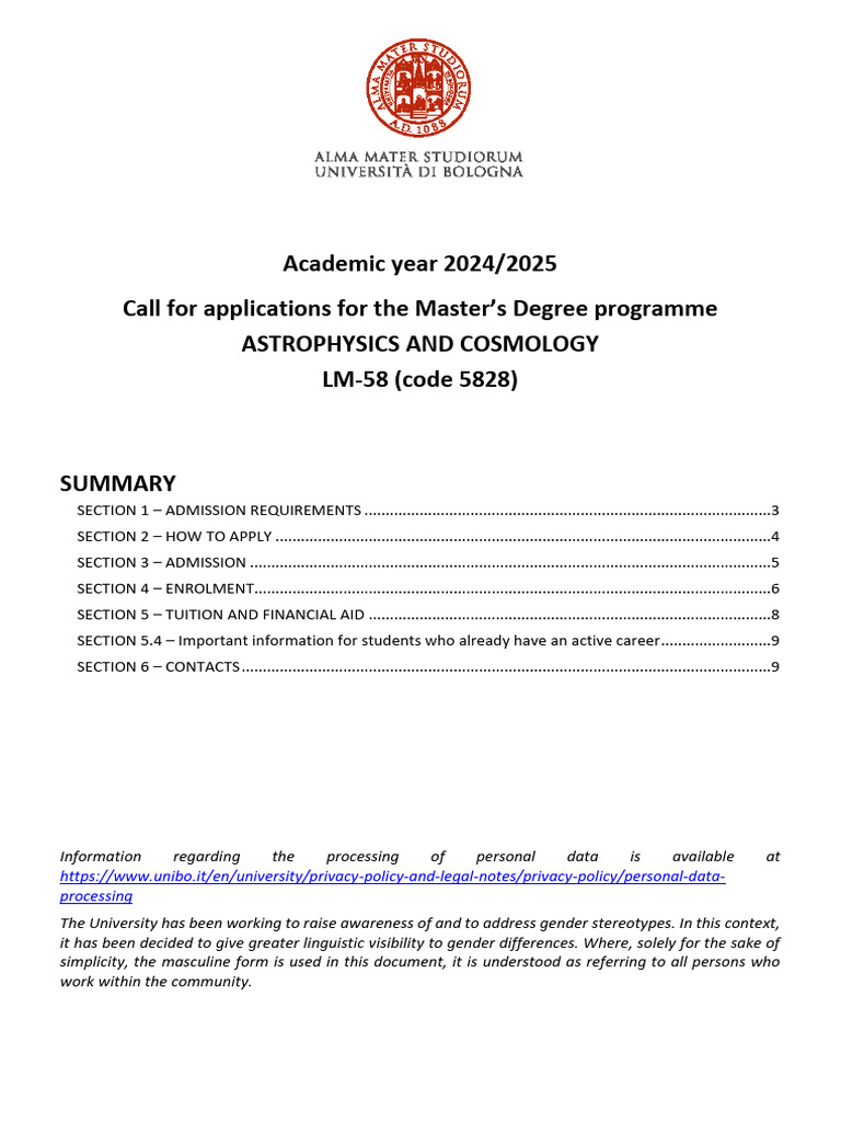 Master's in Astrophysics Admission 2024/25 | PDF | Academic Degree ...