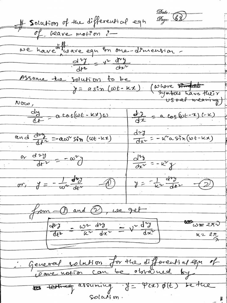 General Solution of Differential Equation of Wave Motion | PDF