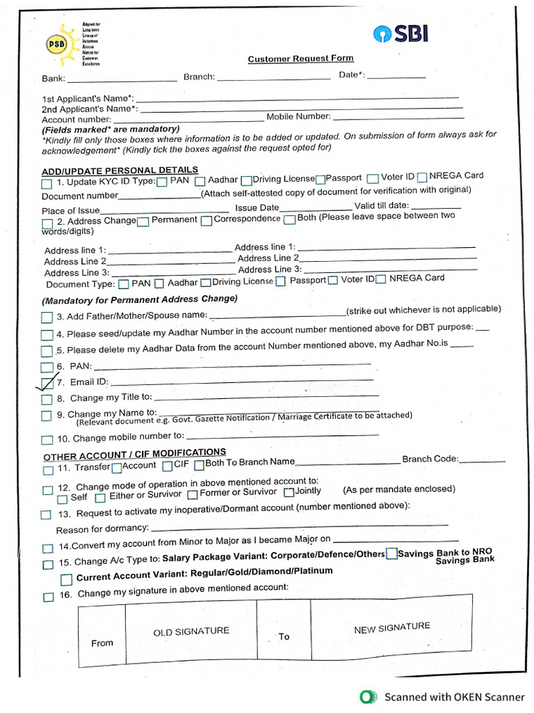 sbi form (1) | PDF