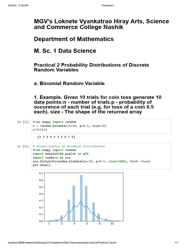 Practical 2 | PDF | Probability Theory | Probability Distribution