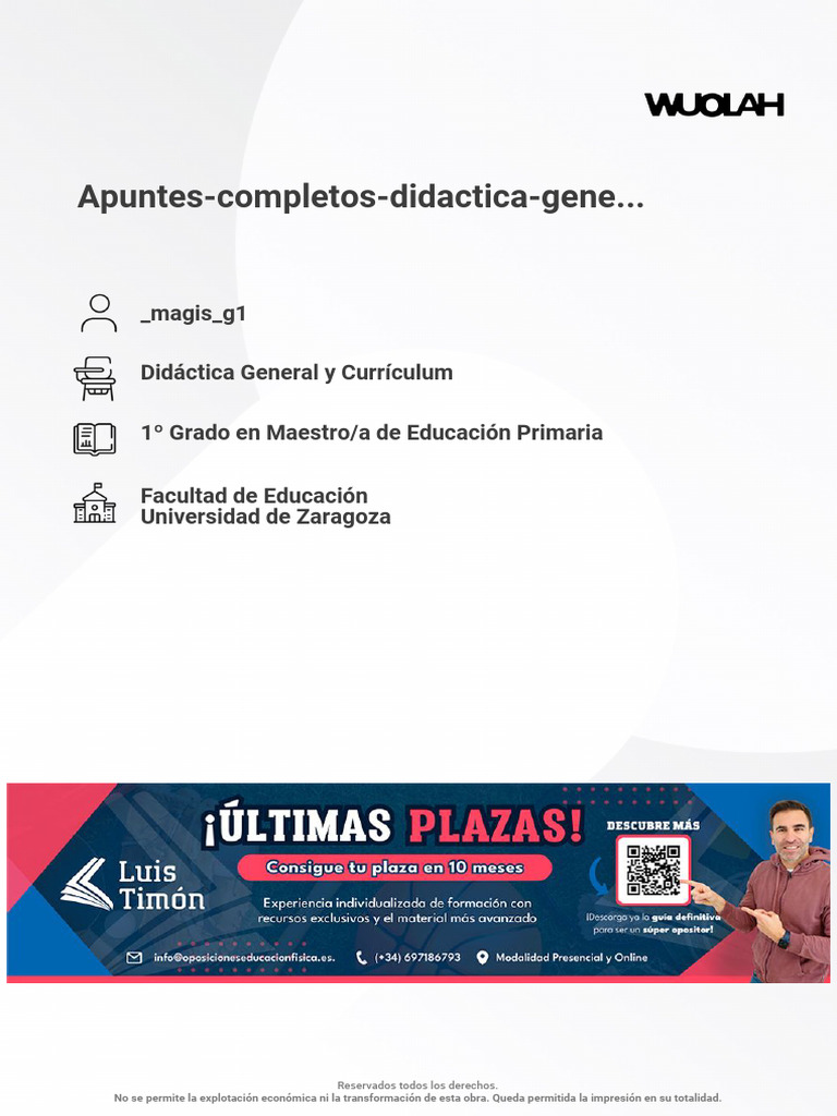 Wuolah Free Apuntes Completos Didactica General y Curriculum | PDF ...
