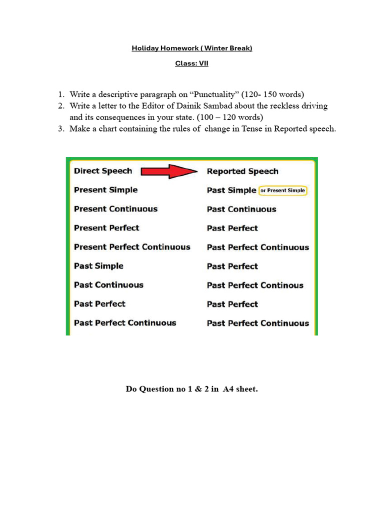 HOLIDAY HOMEWORK Class 6 7 8 | PDF