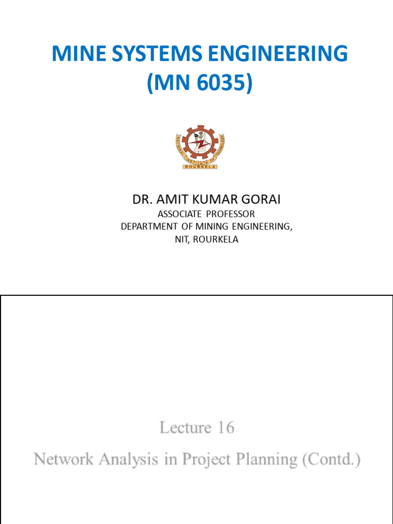 Lecture 16-M5 Network Analsysis For Project Planning | PDF
