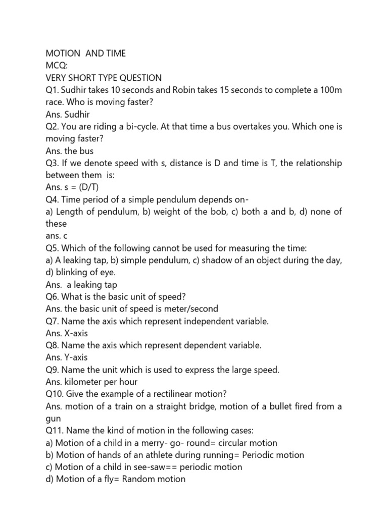 MOTION AND TIME CLASS 7 NEW 2021 | PDF | Speed | Acceleration