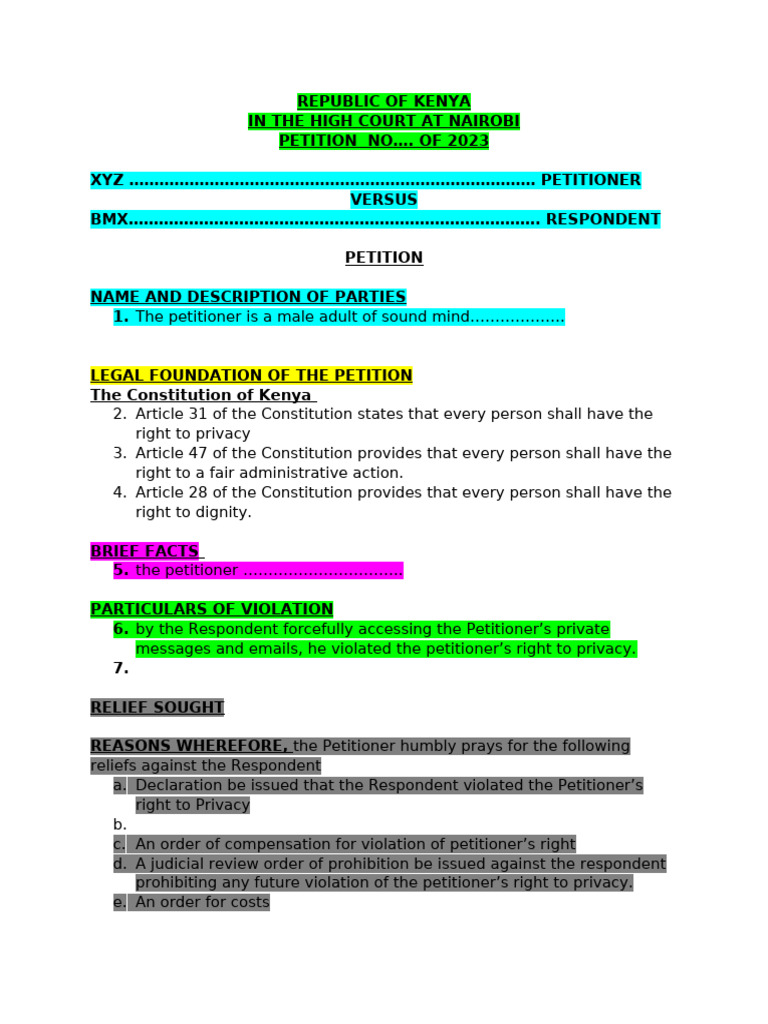 Sample Petition | PDF