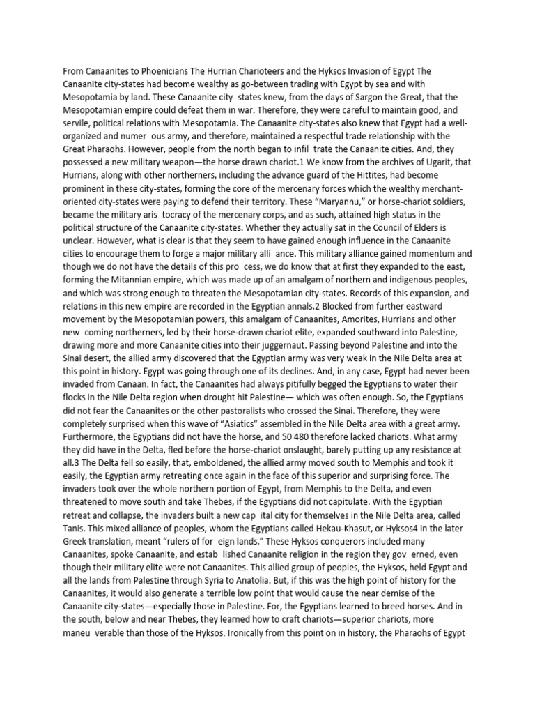 Canaanites and the Rise of the Hyksos | PDF | Canaan | Philistines