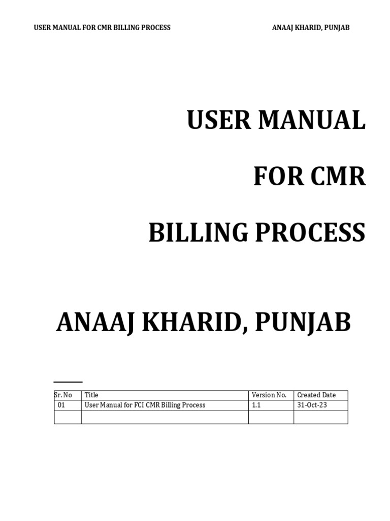 User Manual For FCI CMR Billing Process V1.2 | PDF | Computing | Software