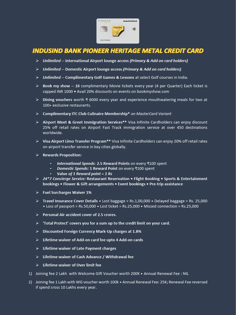 PIONEER HERITAGE METAL CREDIT CARD One Pager-1 | PDF