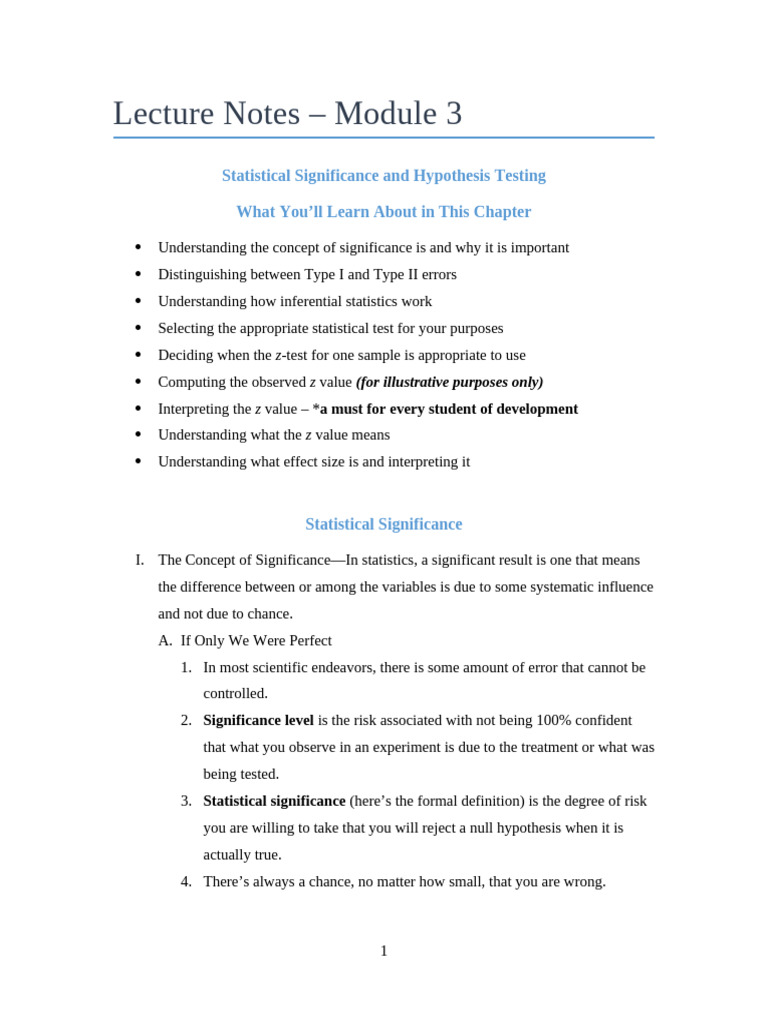 module 3 _lecture notes | PDF | Statistical Significance | Statistics