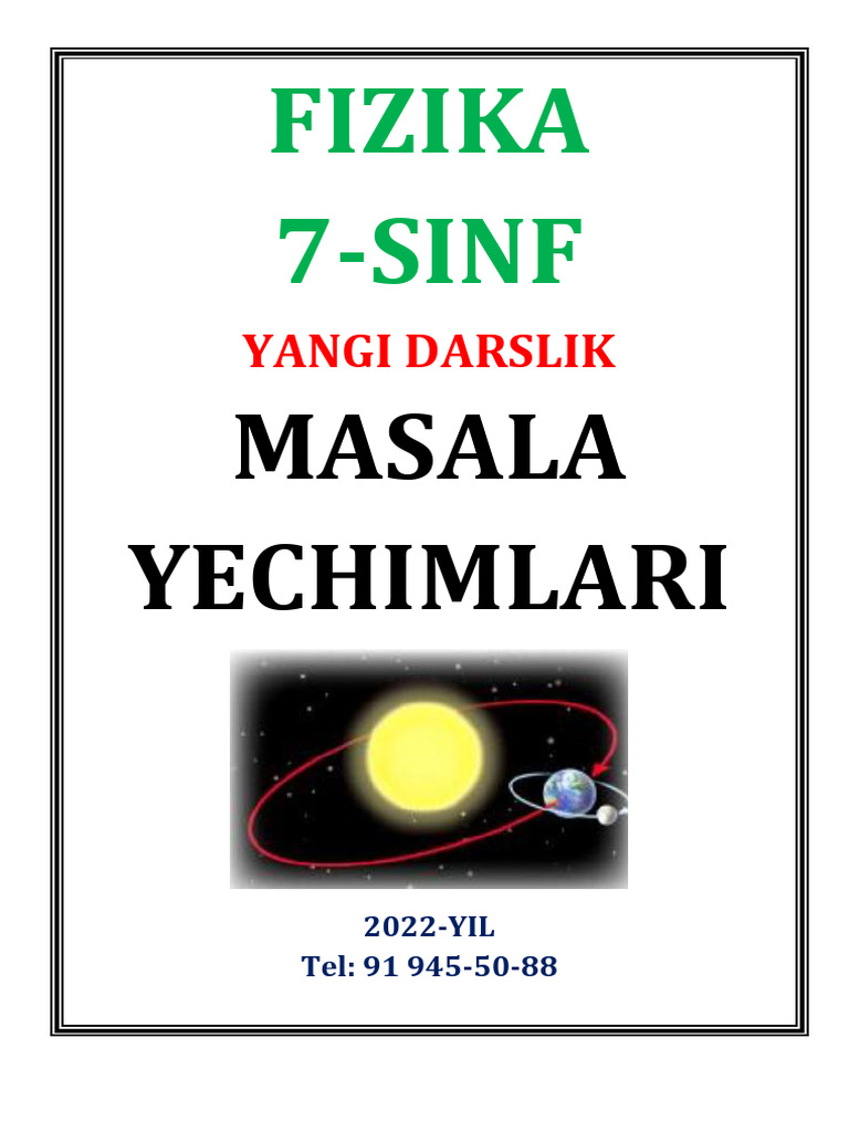 7-Sinf Fizika Yangi Darslik Yechimlari | PDF