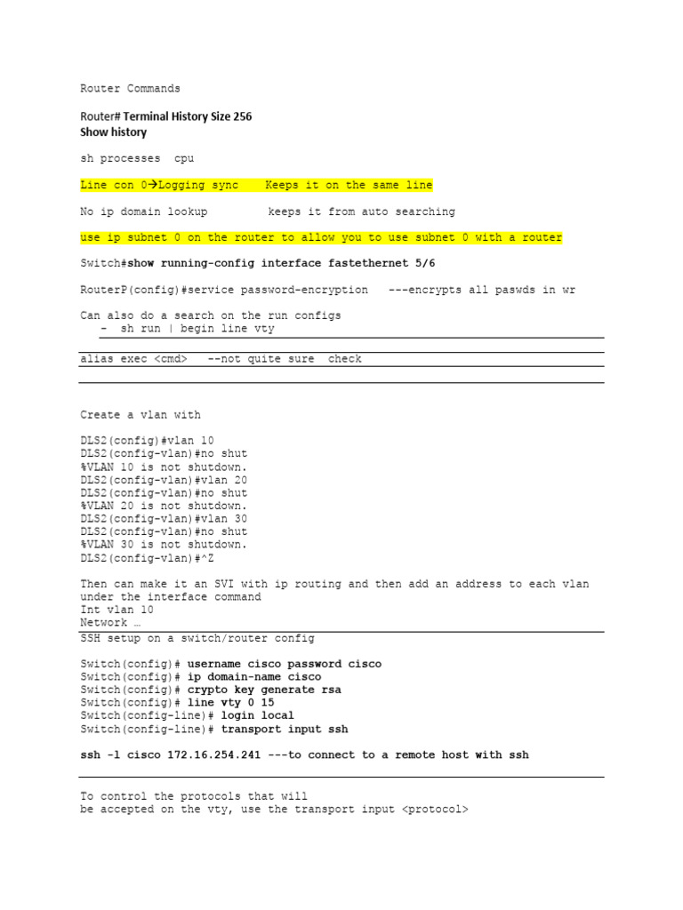 118835440-13609000-Router-Switch-Commandsc-docx | PDF | Router (Computing) | Computer Network