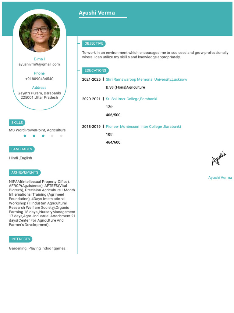 Ayushi Verma Resume | PDF