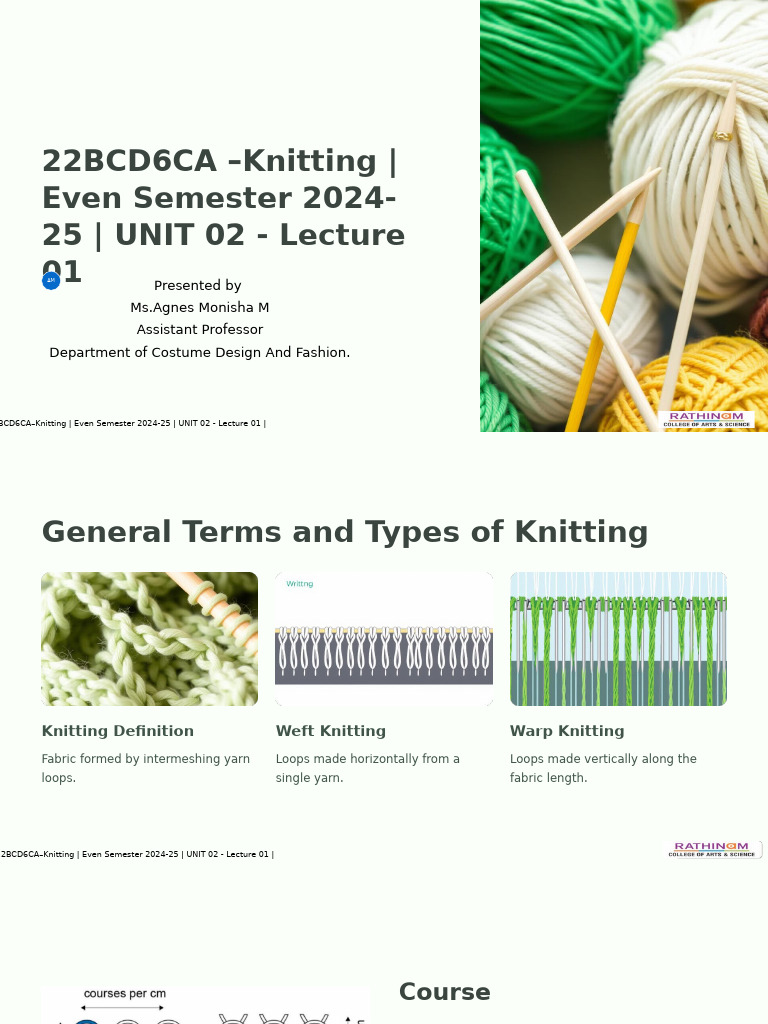 Unit 2 Lecture 1 | PDF | Knitting | Gauge (Knitting)