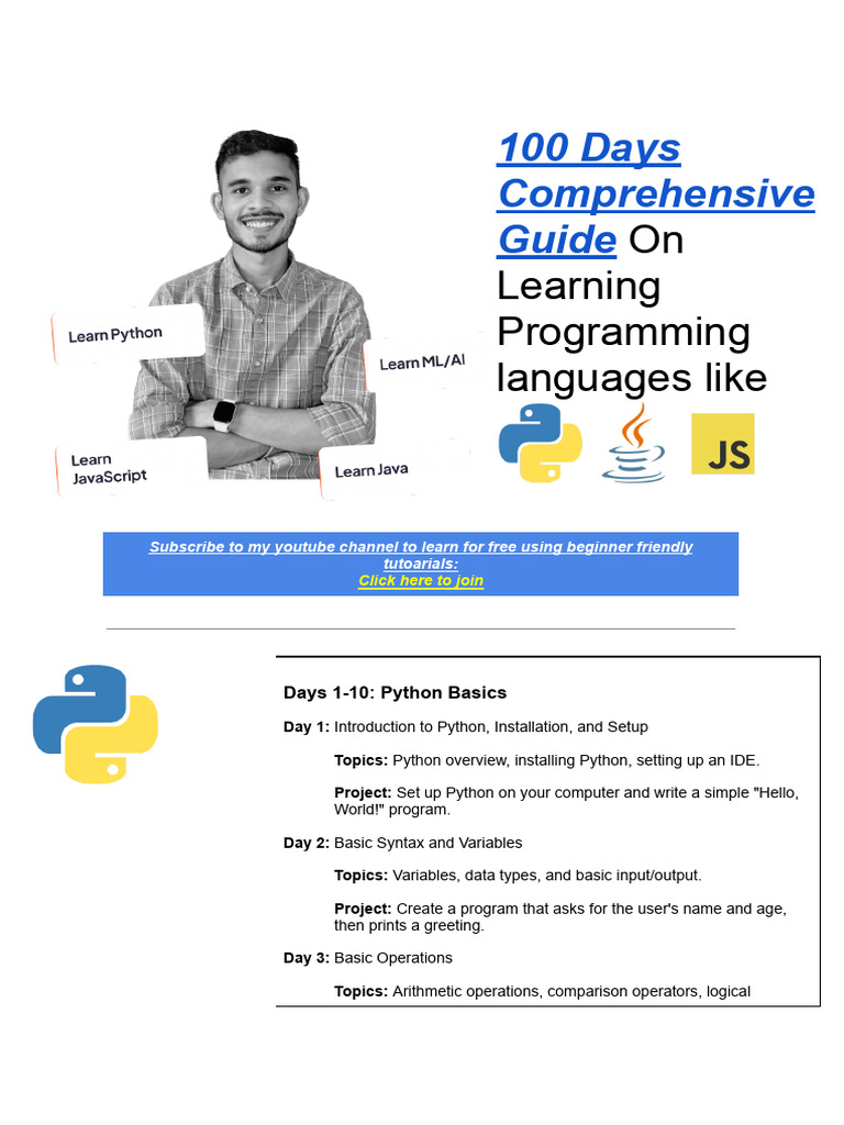 100 Days Comprehensive Guide On Learning Programming languages like ...