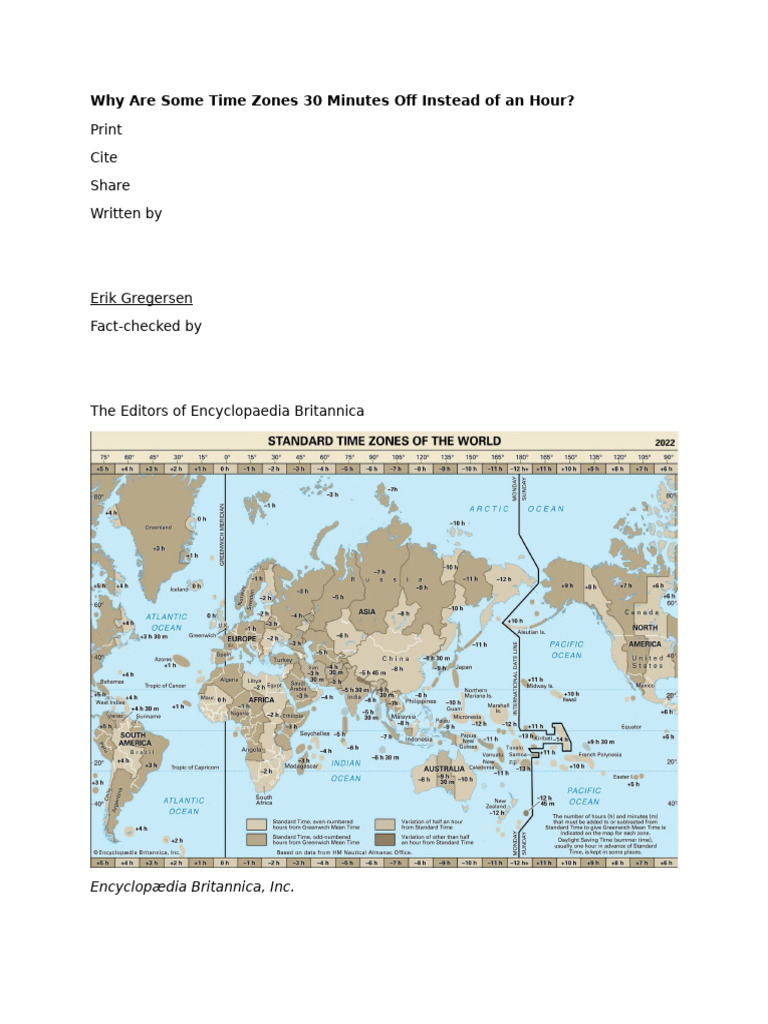 Why Are Some Time Zones 30 Minutes Off Instead of An Hour | PDF