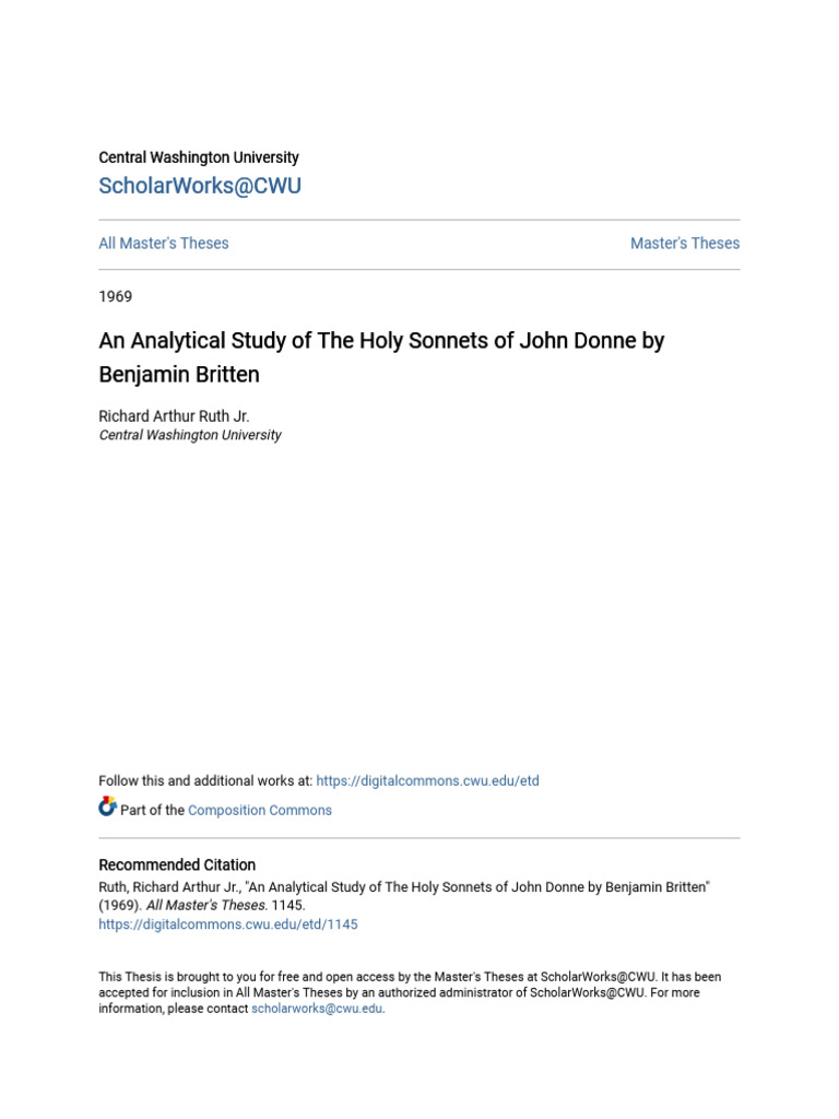 An Analytical Study of The Holy Sonnets of John Donne by Benjamin | PDF ...