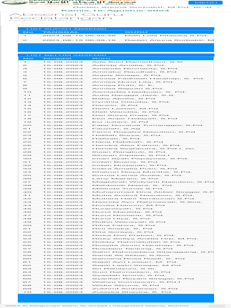 Absensi Al-Amjad | PDF