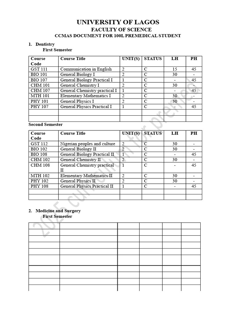 100 Level Ccmas For Premed Revised | PDF | Physical Sciences | Natural Sciences