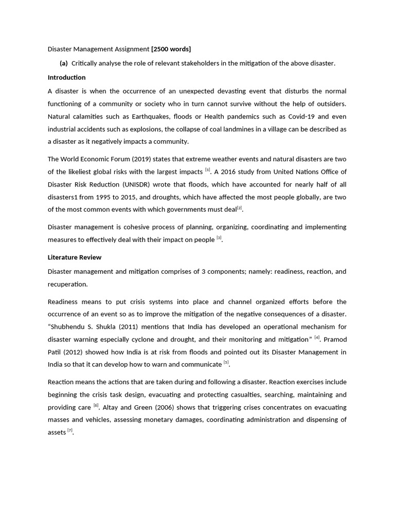 Disaster Management Assignment | PDF | Emergency Management | Natural ...