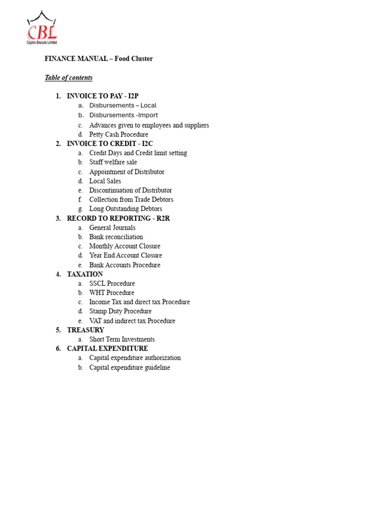 Finance Manual Content | PDF