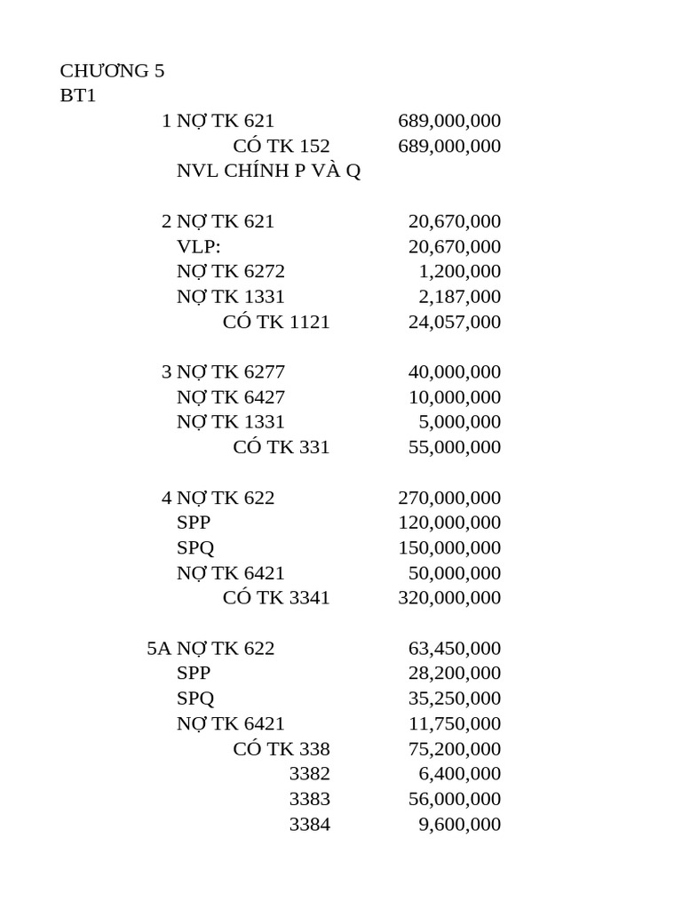 Bai Tap Chuong Gia Thanh KTQD Gui SV 251 | PDF