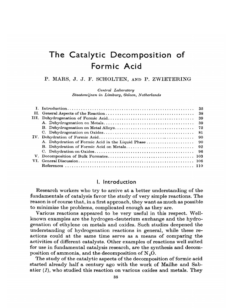 The Catalytic Decomposition of Formic Acid | PDF | Adsorption | Catalysis