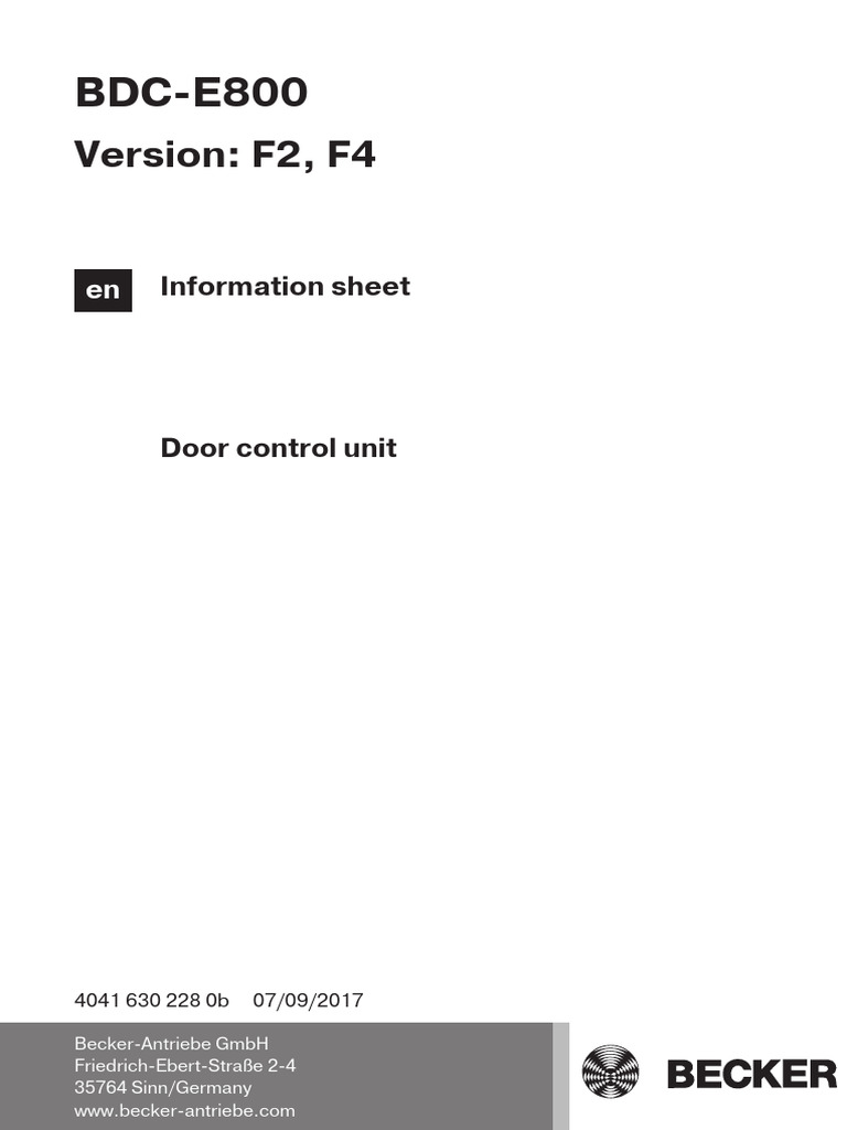 Door Control Unit Parameters | PDF | Power Supply | Electric Power
