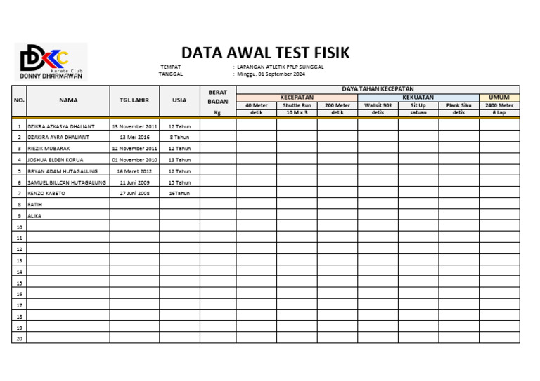 FORM TEST FISIK | PDF
