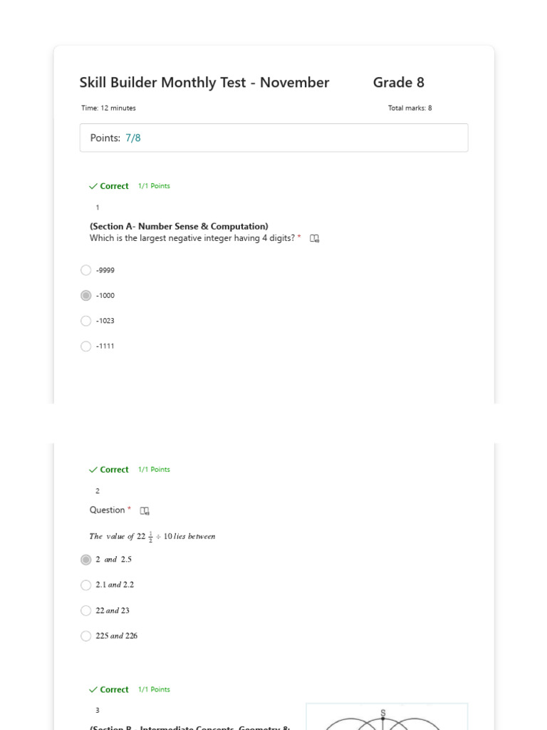 Skill Builder Monthly Test-October | PDF
