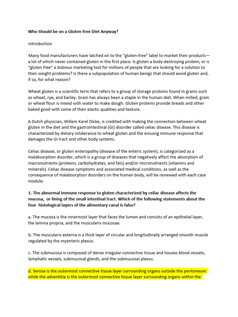 Digestive System Case Study PDF | PDF | Gluten | Gastrointestinal Tract