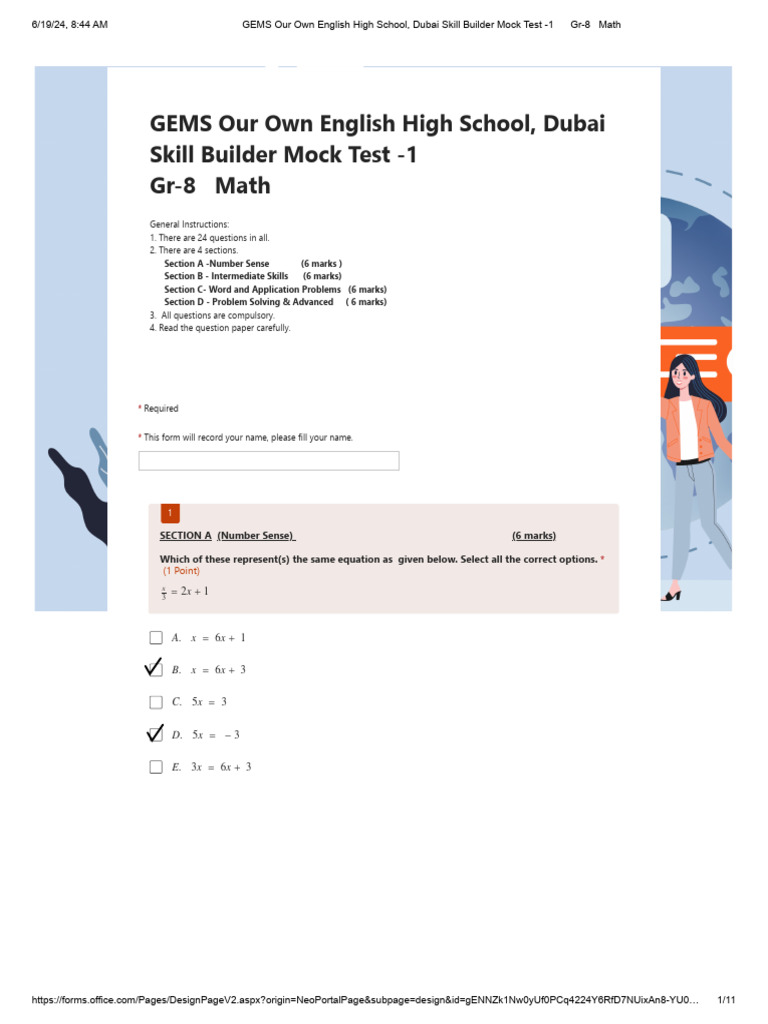 Math Mock Test 1 Gr8 | PDF | Mathematical Objects | Mathematical Concepts