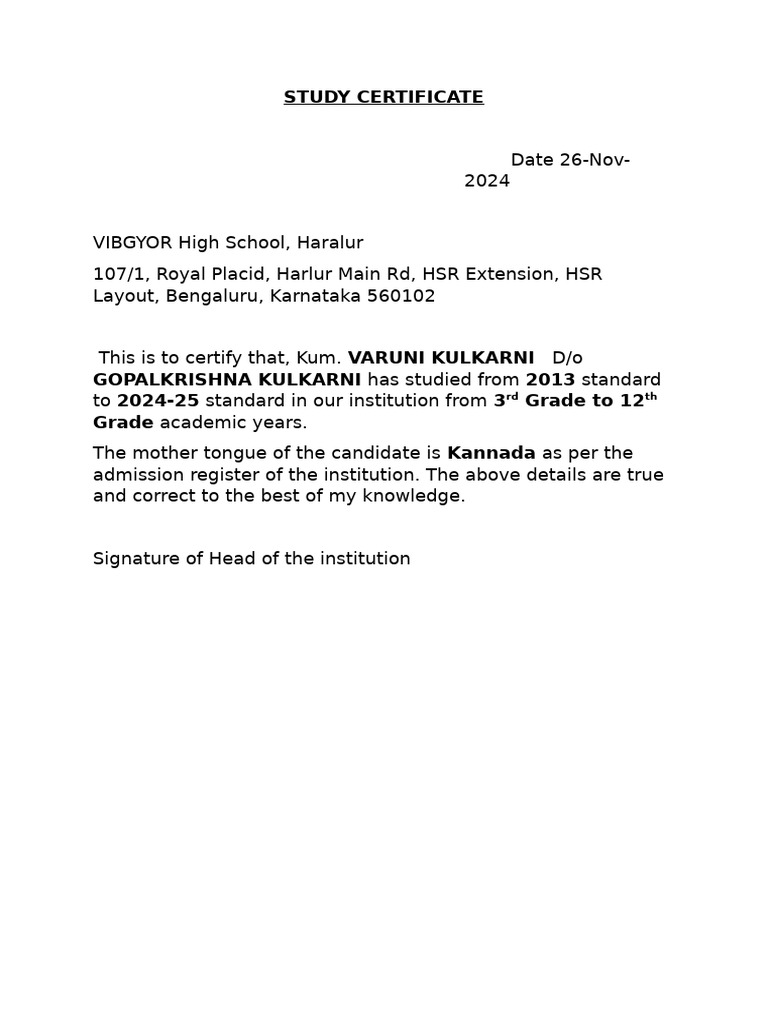 Study Certificate | PDF