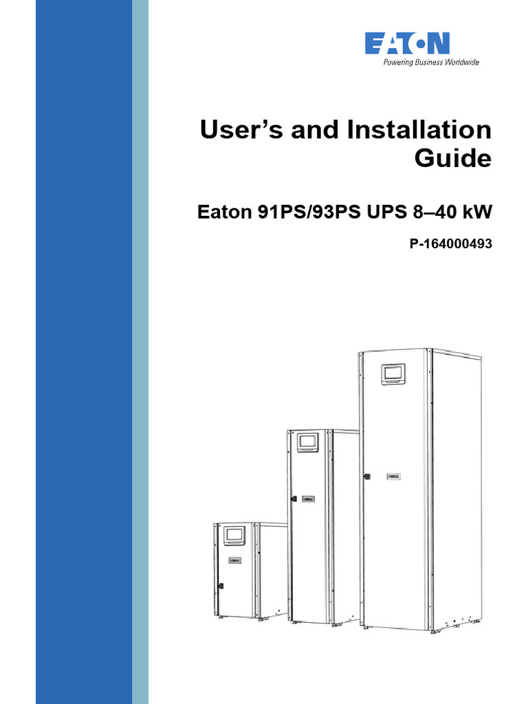 Eaton 93ps Ups 8 40 Kw Users and Installation Guide p 164000493 | PDF ...