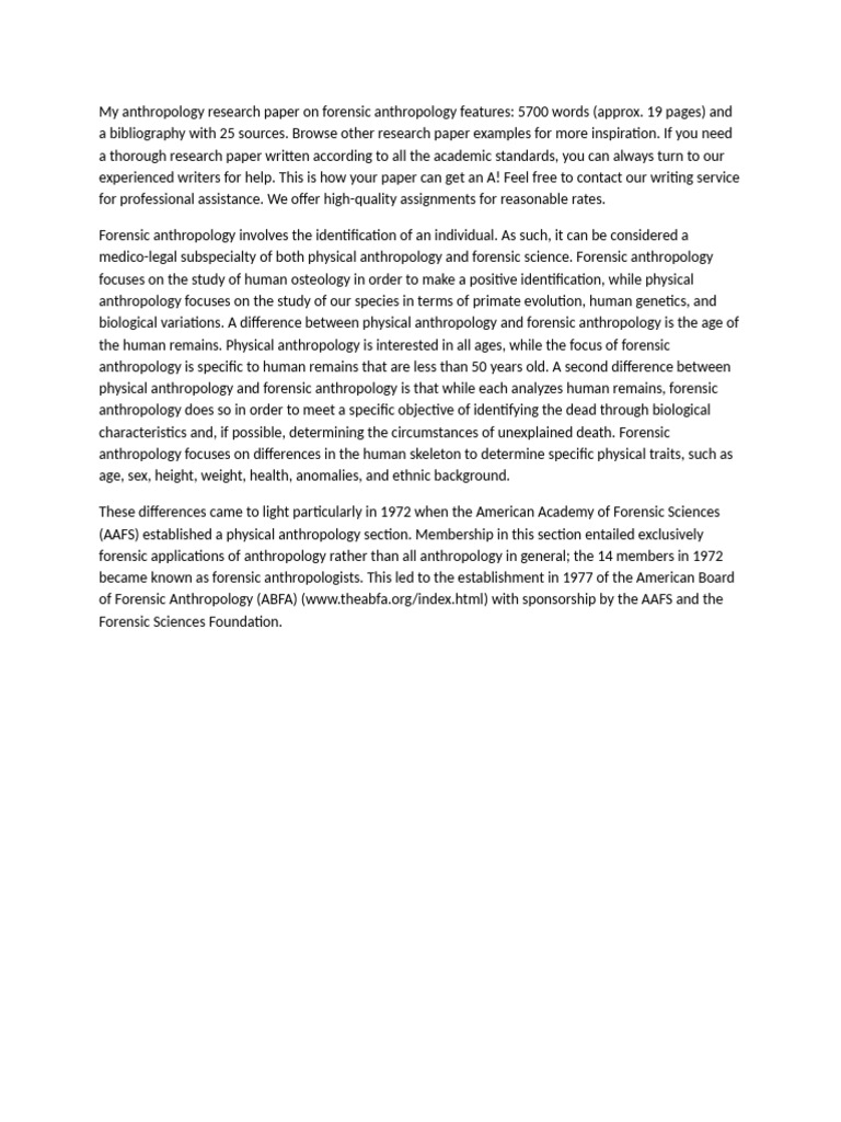 Forensic Anthropology Research Paper | PDF