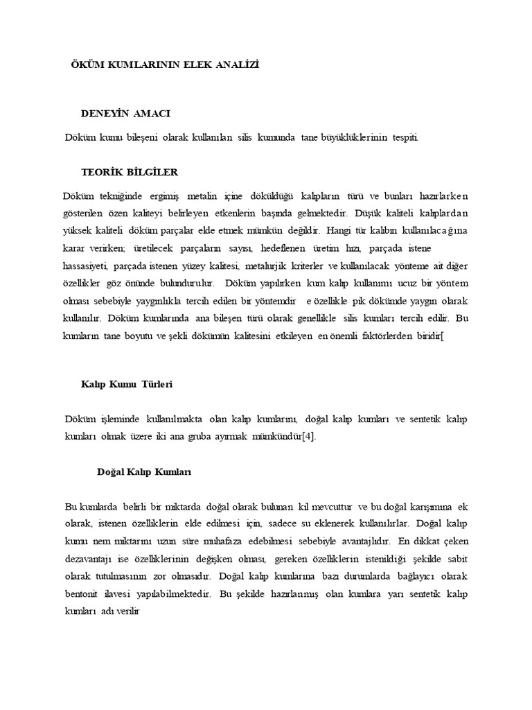 Döküm Kumlarının Elek Analizi | PDF