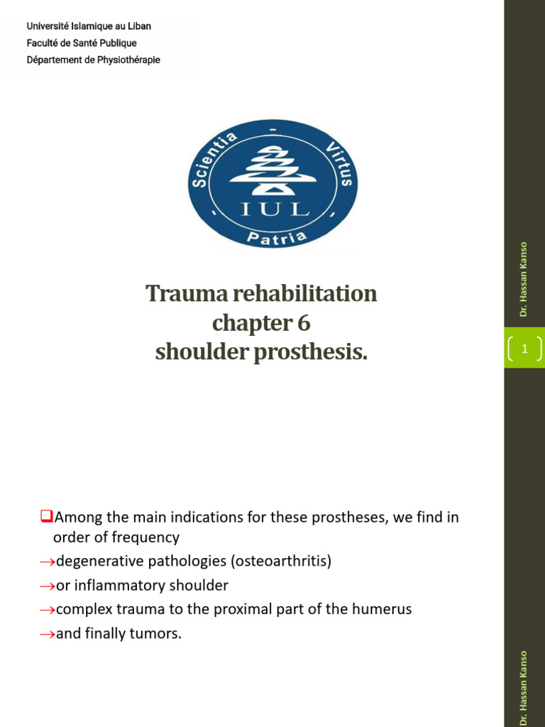 Trauma 6 - Shoulder Prosthesis | PDF | Shoulder | Prosthesis