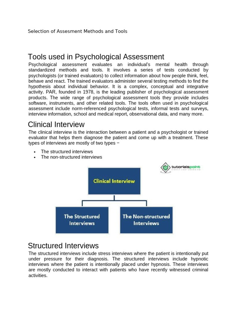 1 Selection of Assesment Methods and Tools | PDF | Americans With Disabilities Act Of 1990 ...