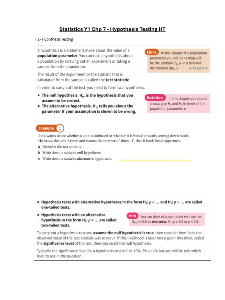 Chapter 7: Hypothesis Testing | PDF