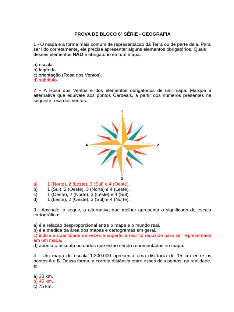 Provas de Bloco - Ciclo 1 - 4º Bimestre - Geografia - EF | PDF | Trópicos | Deserto