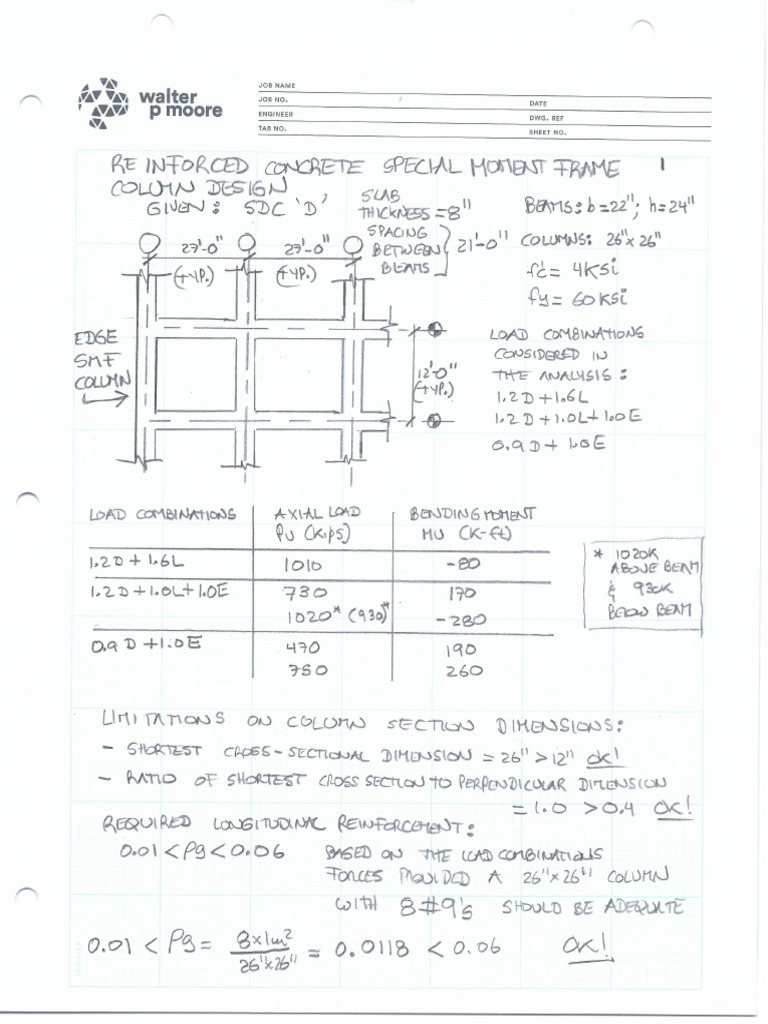 Class 9-3 - Reinforced Concrete Special Moment Frame Column Example | PDF