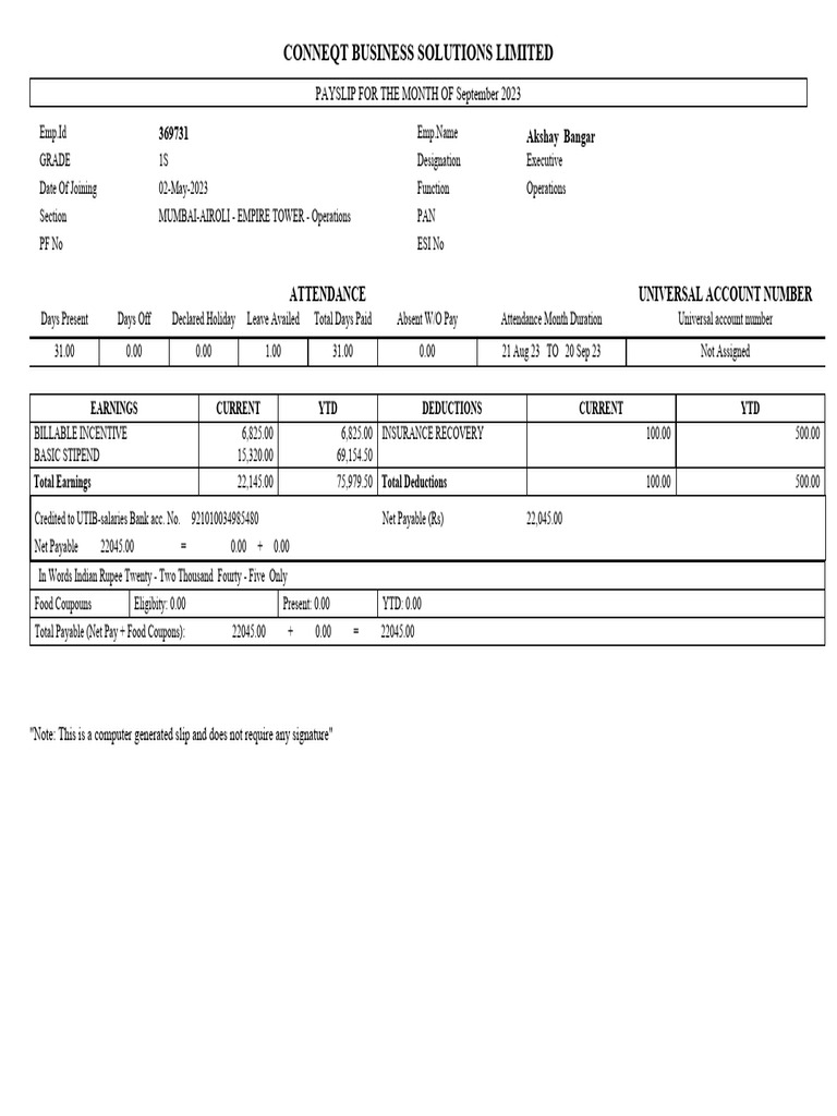 Conneqt Business Solutions Limited: 369731 Akshay Bangar | PDF ...